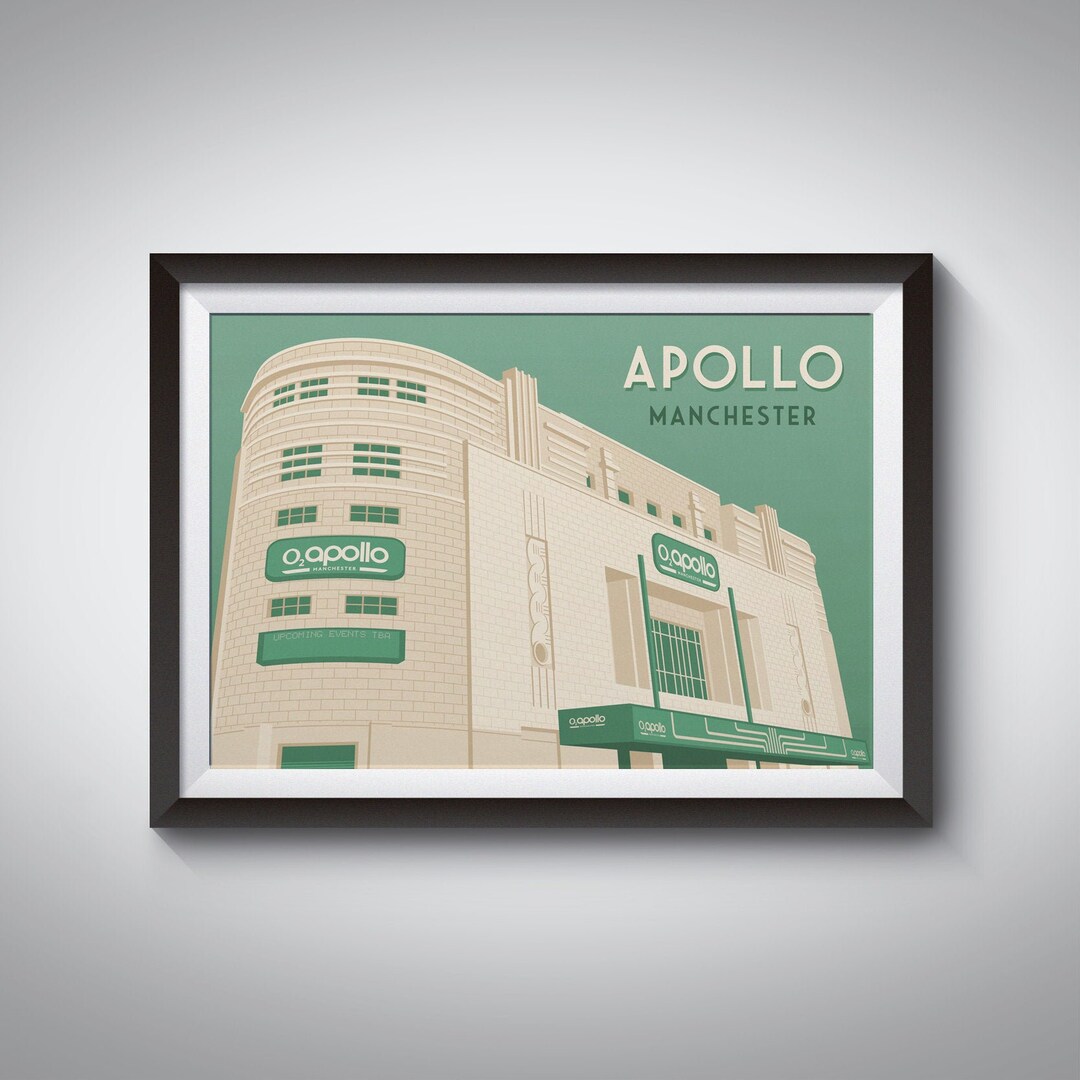 Apollo Manchester Poster, Art Deco Print, Music Venue, Architecture ...