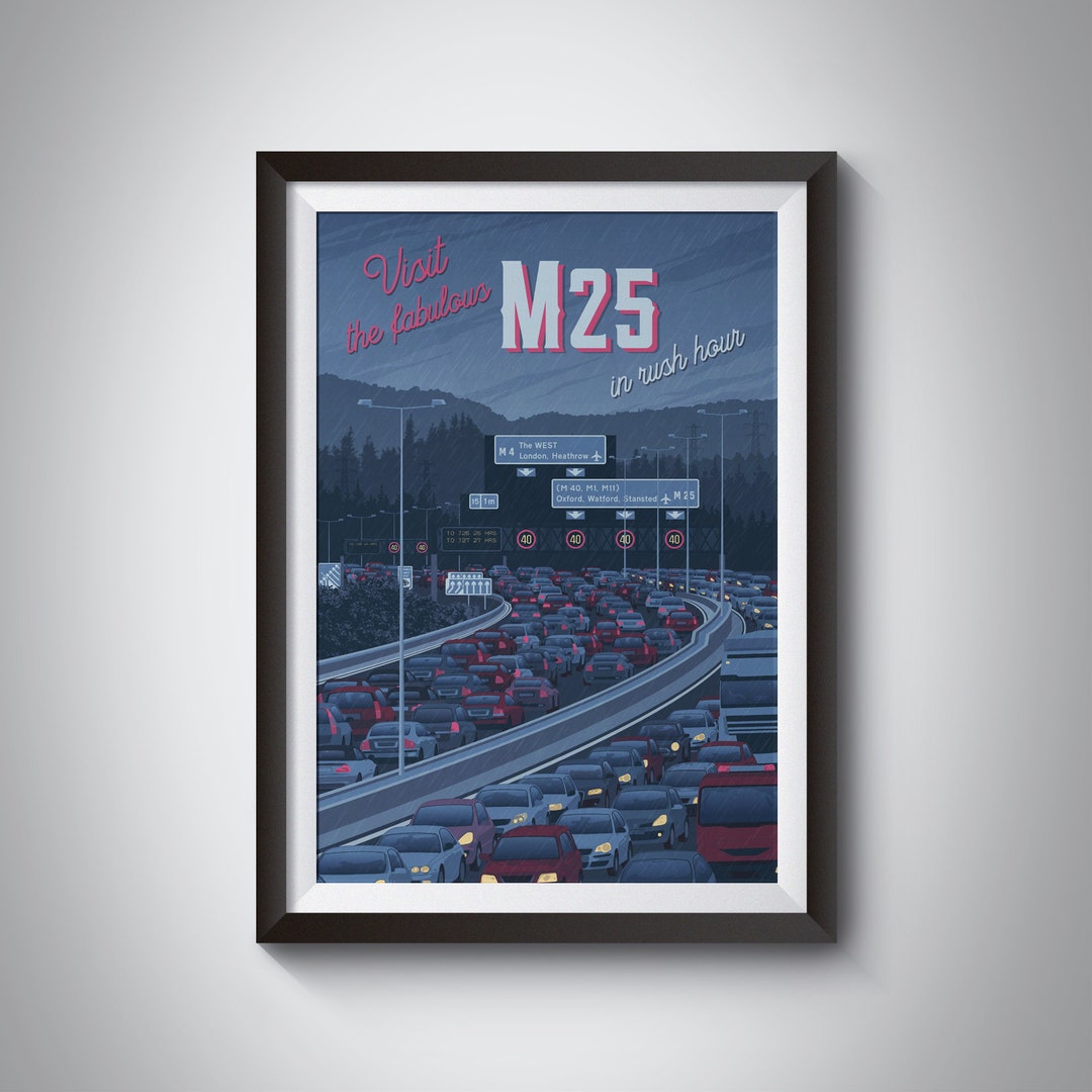 M25 Motorway Wall Art, London Travel Poster, M25 London Orbital ...