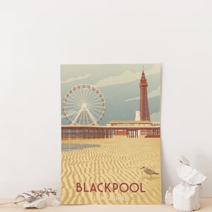 Blackpool Travel Poster, Blackpool Tower Print, Seaside Wall Art ...