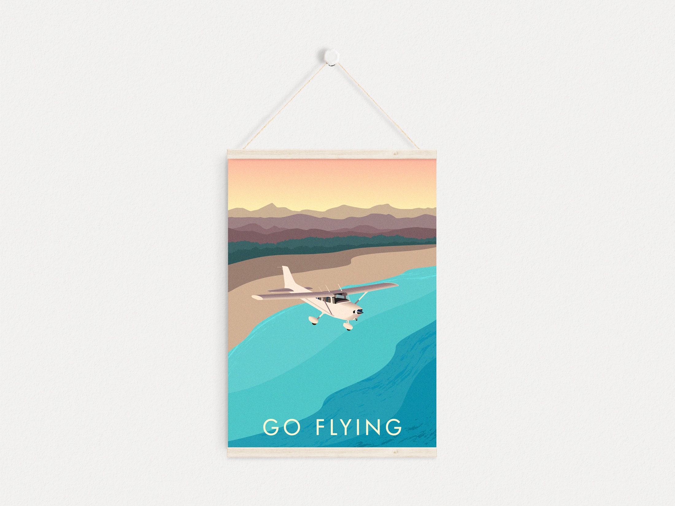 Go Flying Travel Poster Outdoor Hobbies Cessna Plane | Etsy