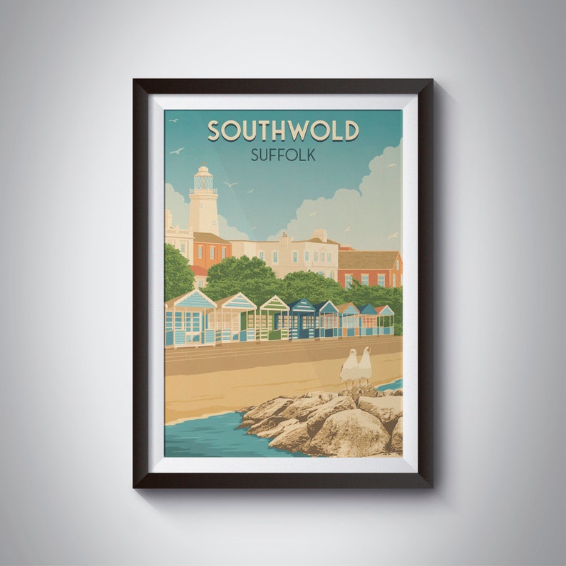 Southwold Suffolk Travel Poster Seaside Print Beach Huts - Etsy UK