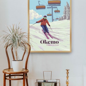 Okemo Mountain Ski Resort Poster, Ludlow, Vermont, USA, Snowboarding ...