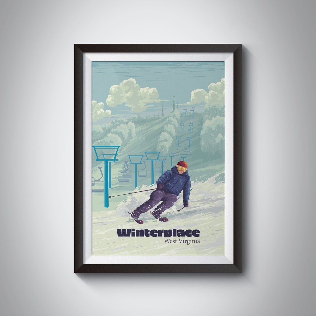 Winterplace West Virginia Ski Resort Travel Poster, Ski Area Print ...