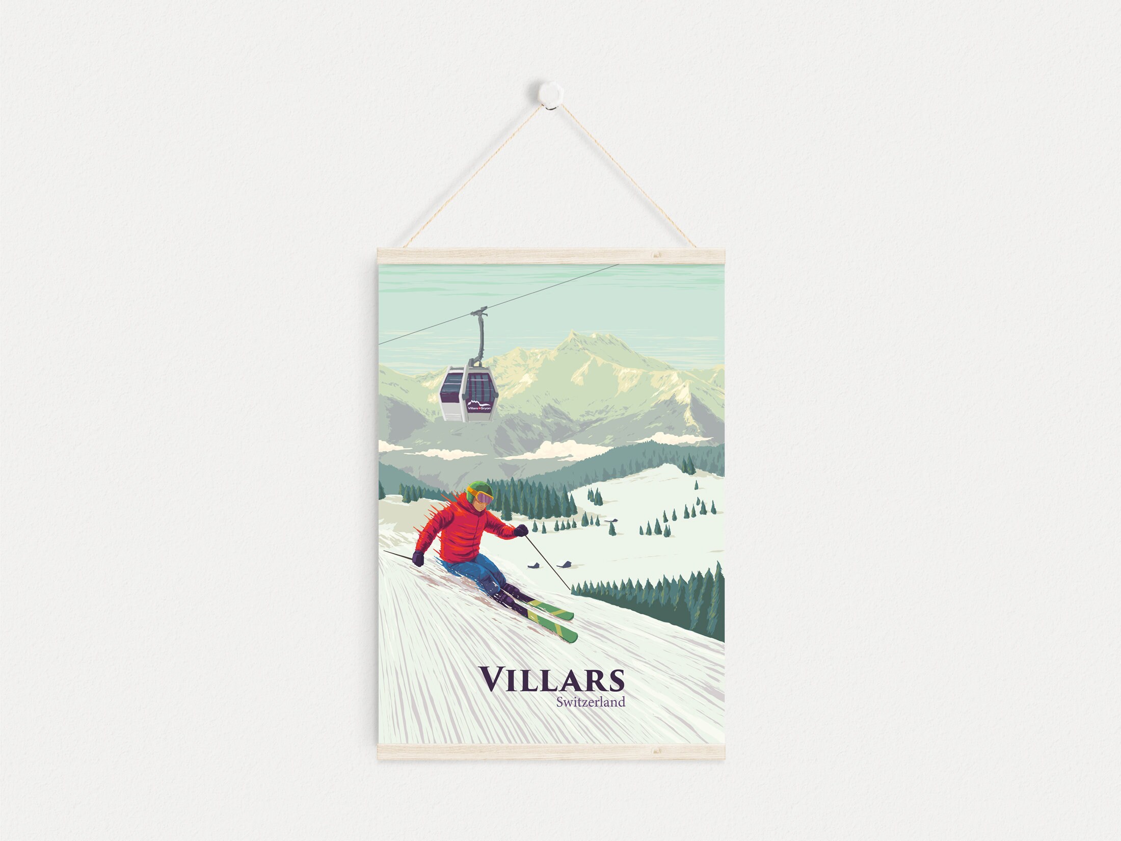 Villars Ski Resort Poster Switzerland Vintage Travel Print - Etsy