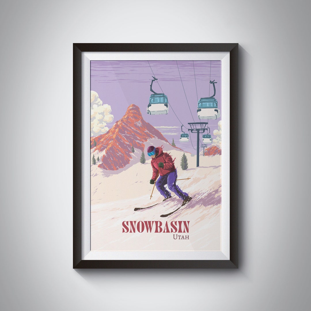 Snowbasin Ski Resort Poster, Utah, USA, Snowboarding, Salt Lake City ...