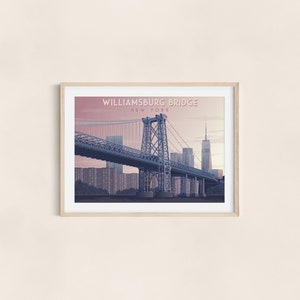 Williamsburg Bridge Poster, New York City Travel Poster, NYC USA ...