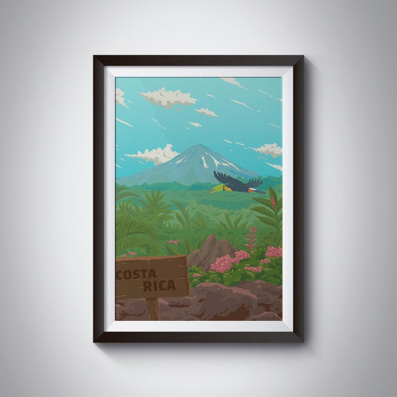 Costa Rica Travel Poster National Park Retro Vintage Print | Etsy