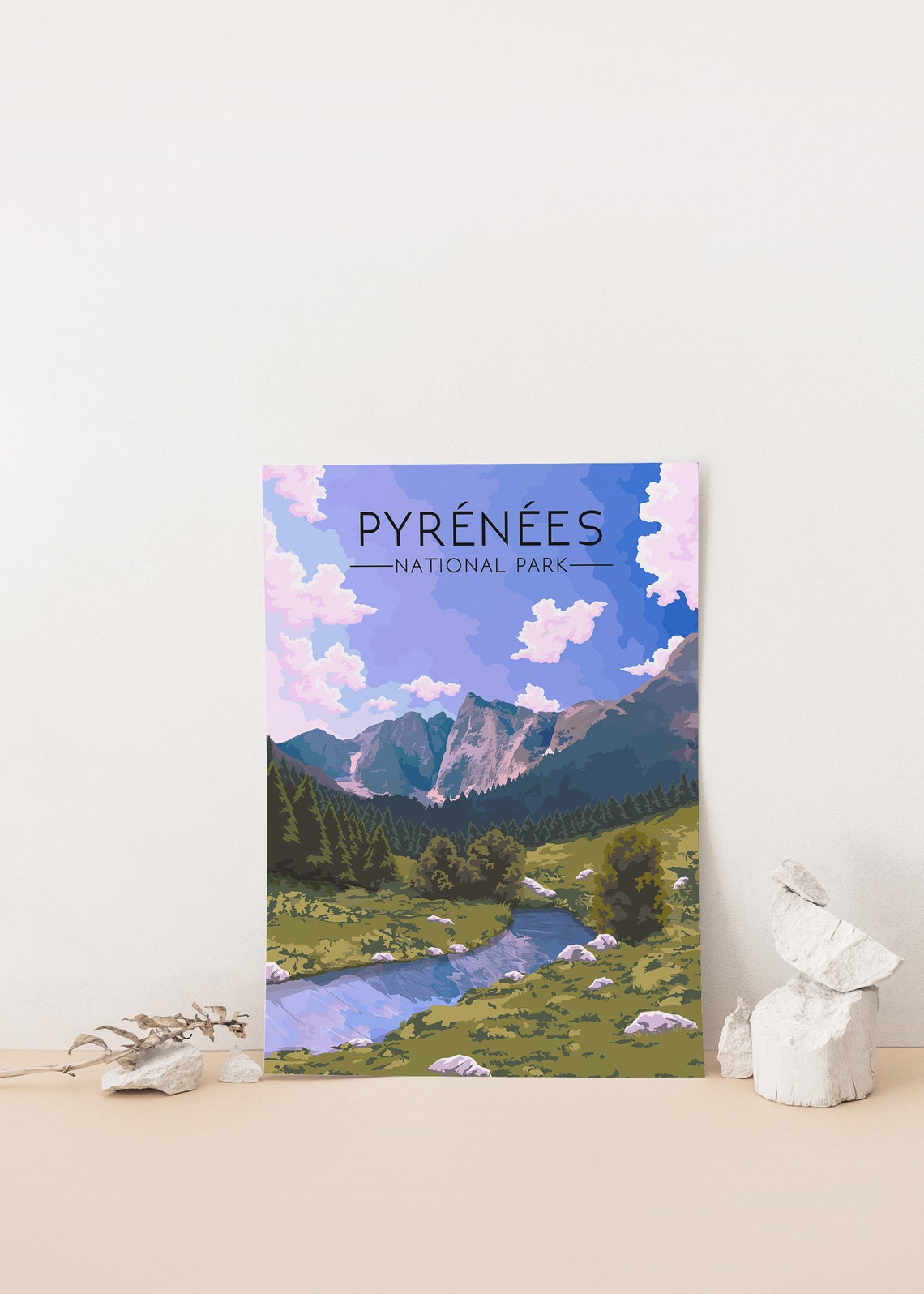 Pyrenees National Park Poster France Travel Print Vintage | Etsy
