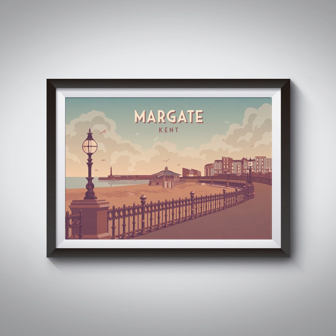 Margate Travel Poster, Thanet, Kent, Seaside, Margate Beach, Turner ...
