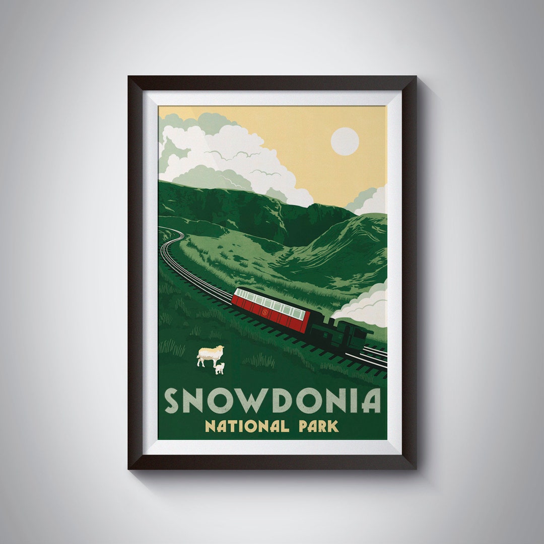 Snowdonia National Park Poster, Snowdon Mountain Railway, Wales Travel ...