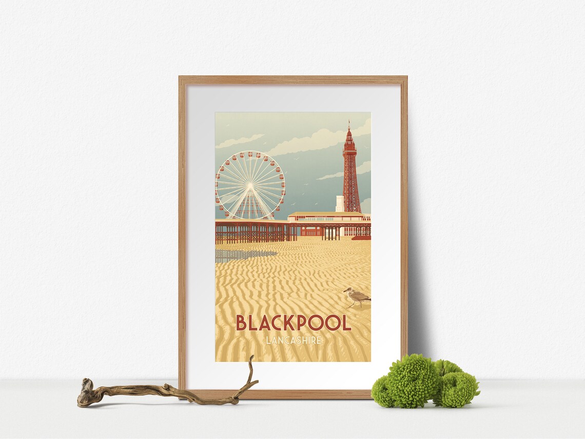 Blackpool Travel Poster Blackpool Tower Print Seaside Wall | Etsy