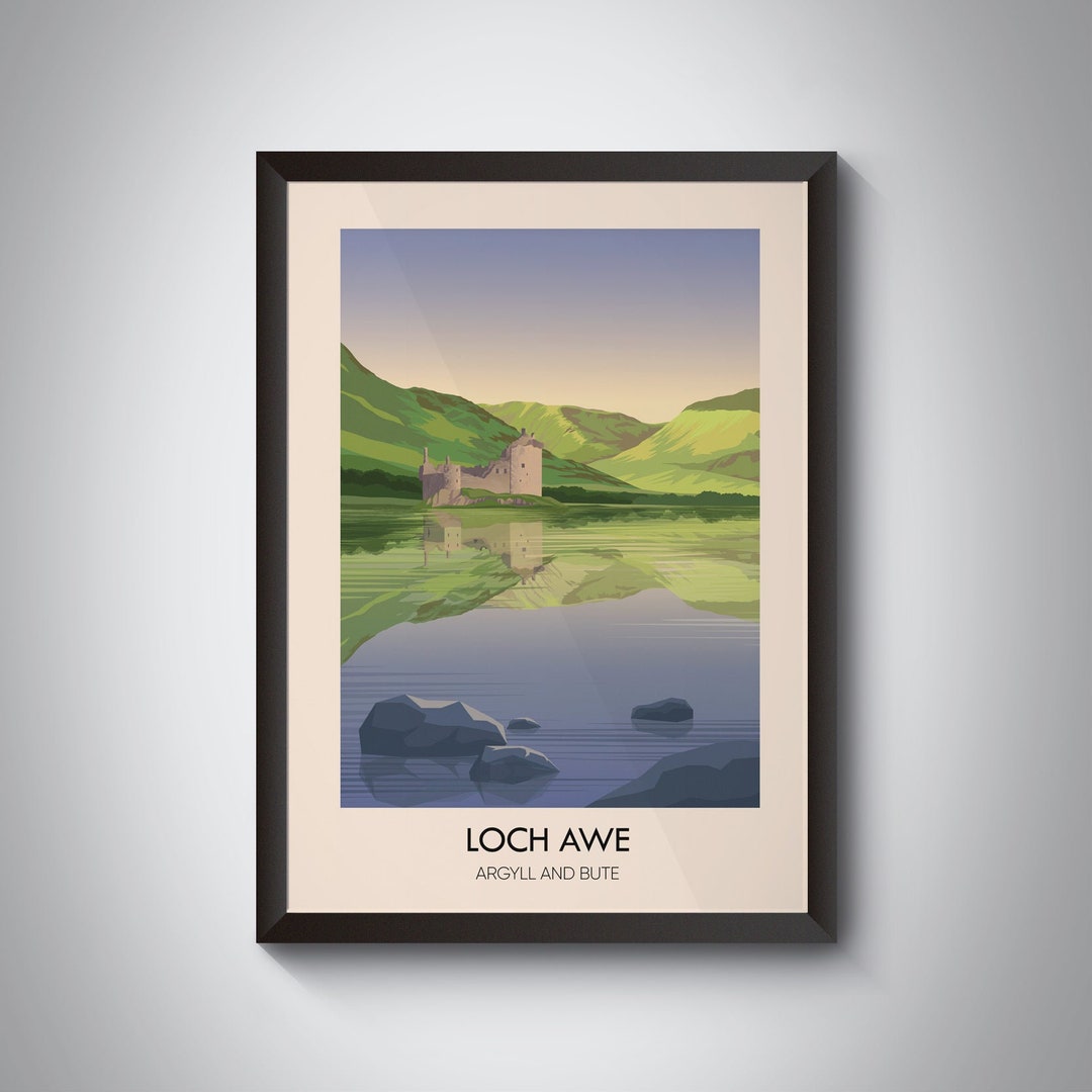 Loch Awe Argyll and Bute Travel Poster, Scottish Highlands, Lake Print ...