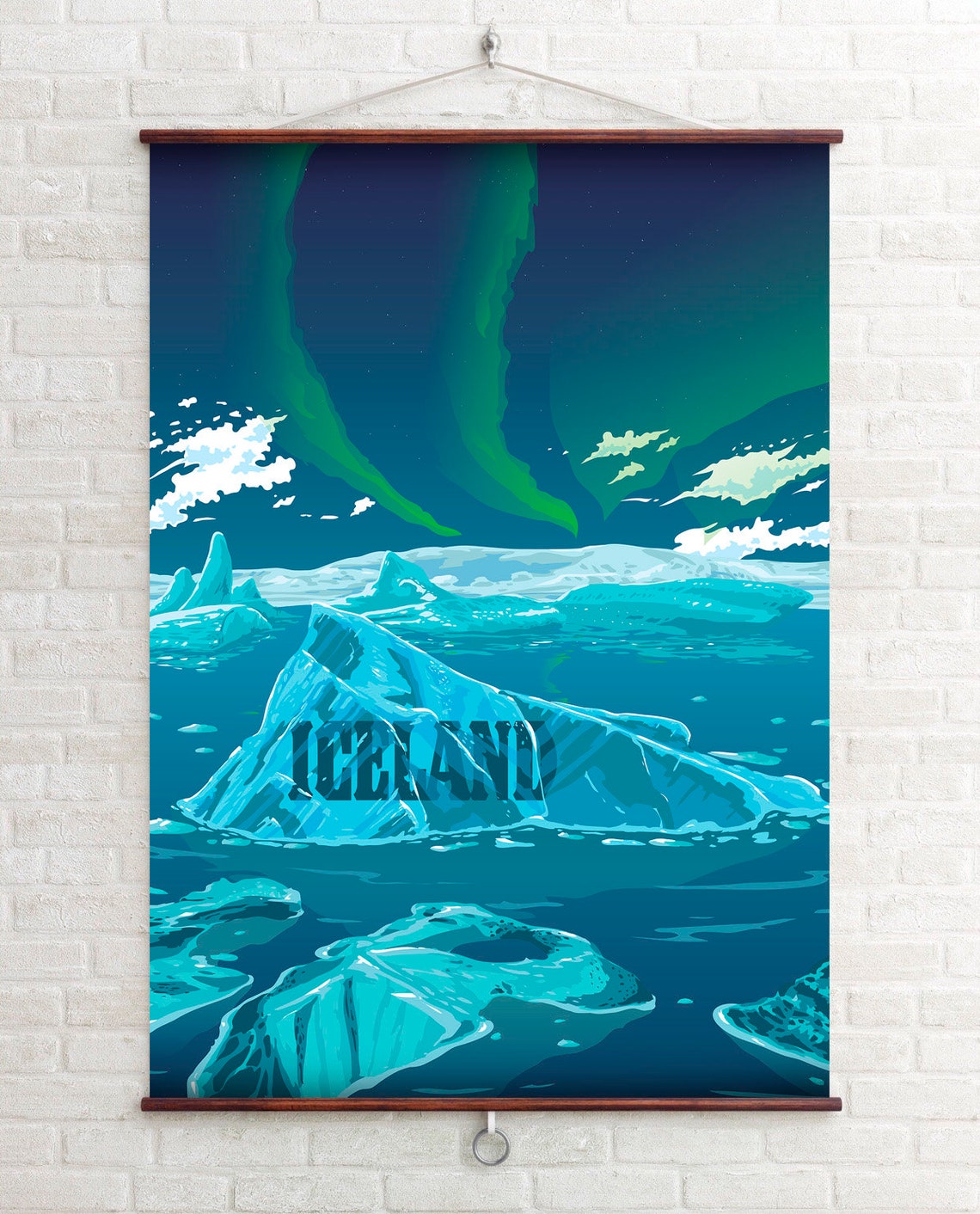 Iceland Travel Poster National Park Print Northern Lights - Etsy UK