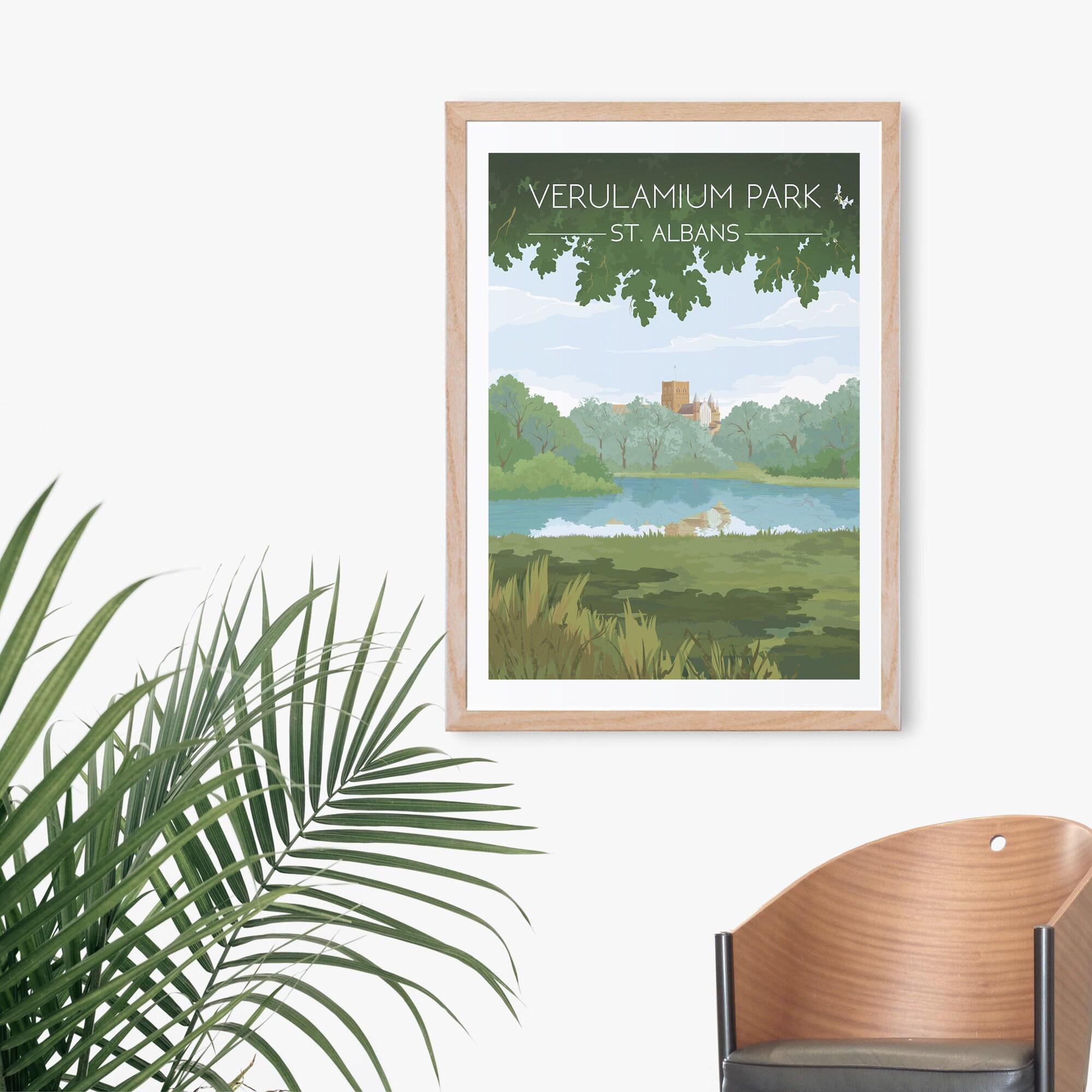 Verulamium Park Poster, St Albans Travel Print, St Albans Abbey Wall ...