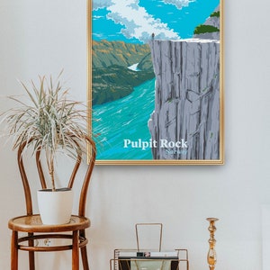 Pulpit Rock Poster, Norway Travel Print, Preikestolen, Kjerag ...