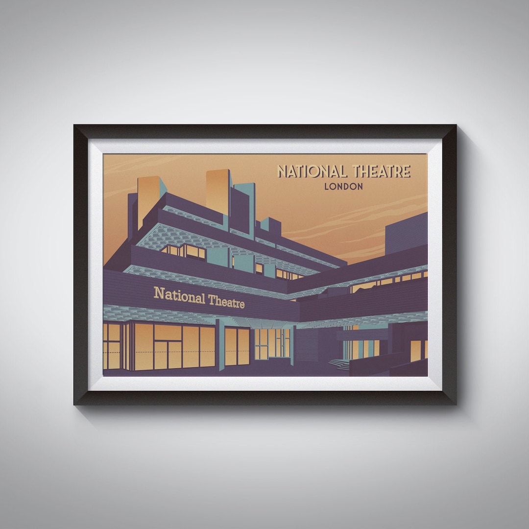 National Theatre Poster, London Travel Print, Southbank Centre, Royal ...
