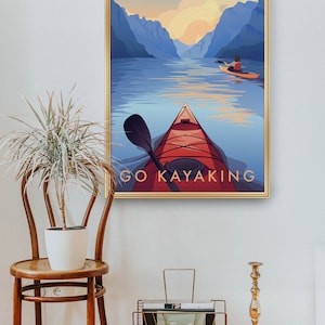 Go Kayaking Print, Travel Poster, Canoeing, Adventure, Kayaker Gift ...