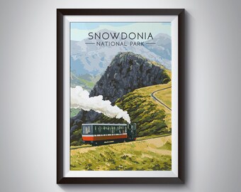 Snowdonia National Park Poster Snowdon Mountain Railway | Etsy UK