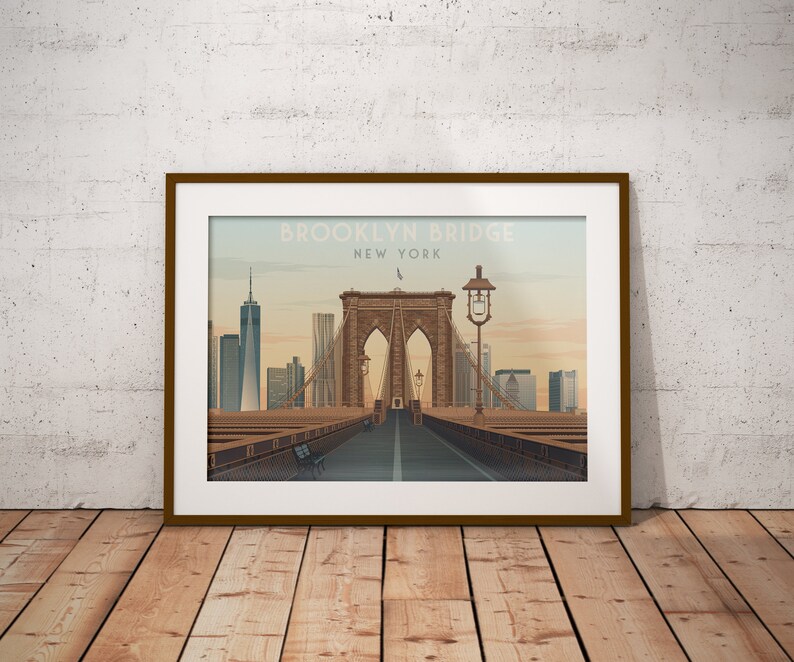 Brooklyn Bridge Poster New York City Travel Poster NYC USA - Etsy