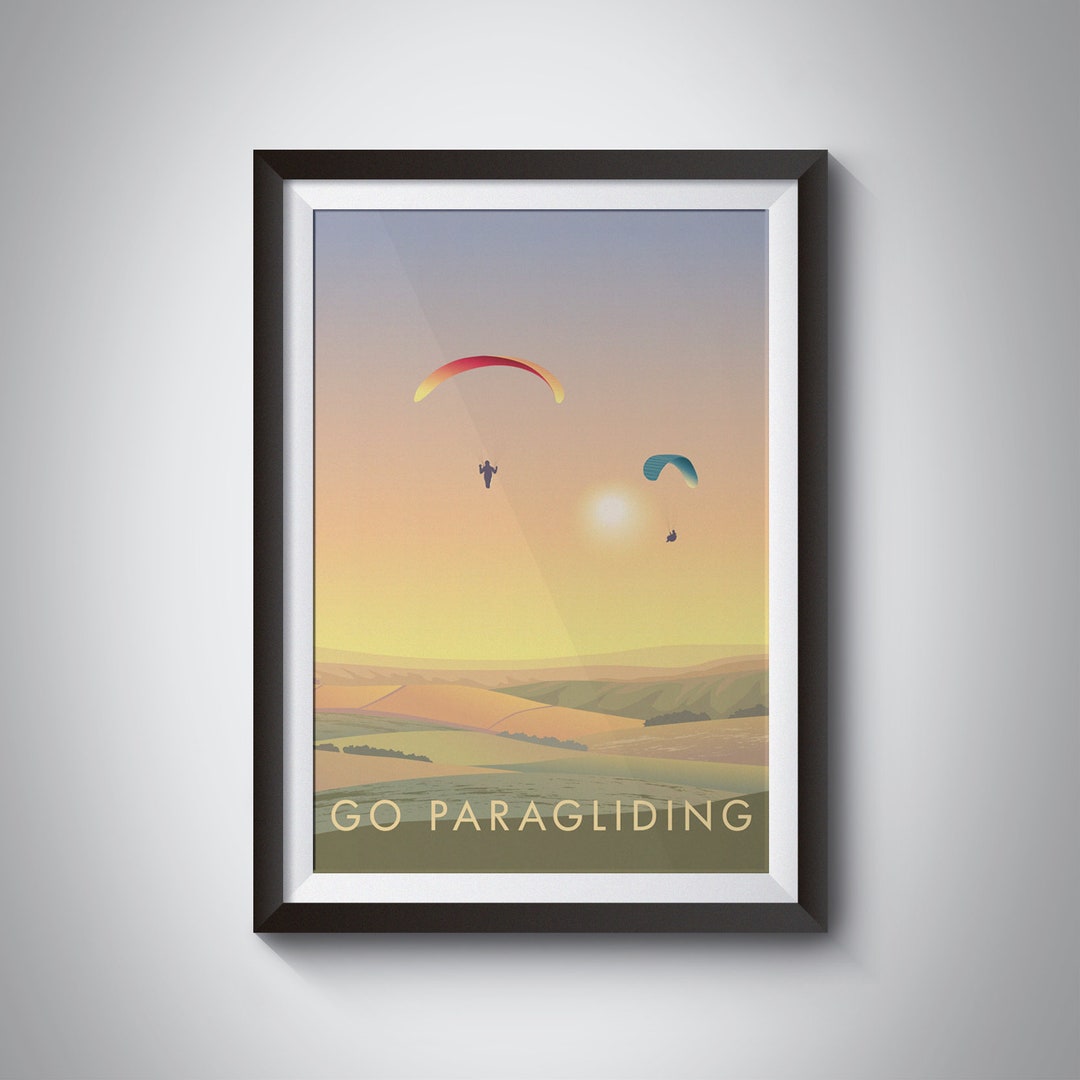 Go Paragliding Print, Travel Poster, Outdoor Hobbies, Parachuting, Gift ...