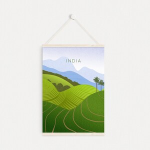 India Minimal Travel Poster, Munnar, Tea Plantations, Kerala, Goa ...