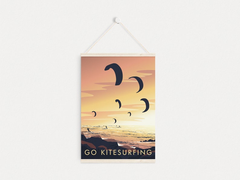 Go Kitesurfing Print Travel Poster Outdoor Adventure | Etsy