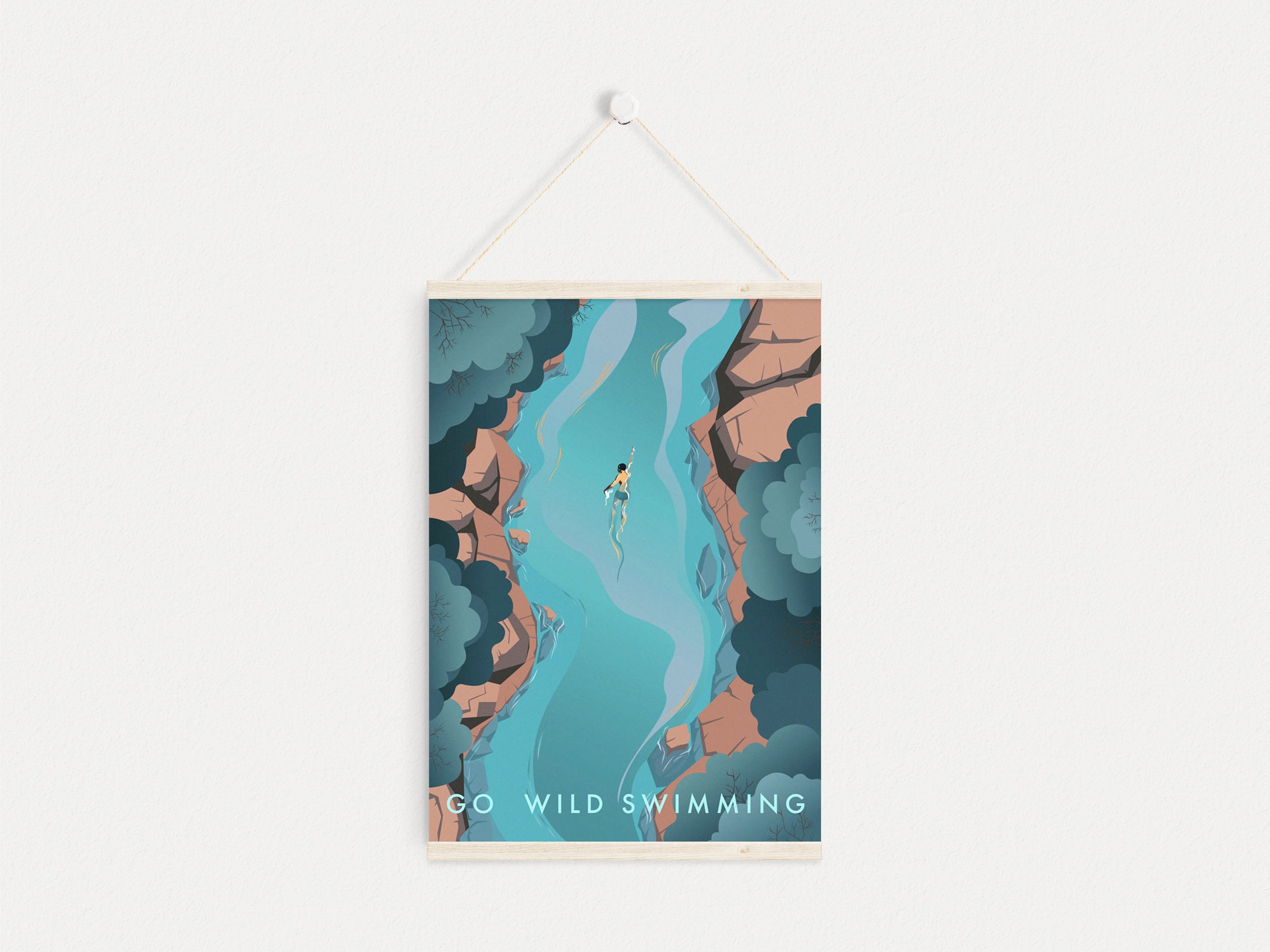 Go Wild Swimming Print Travel Poster Outdoor Swimming - Etsy UK
