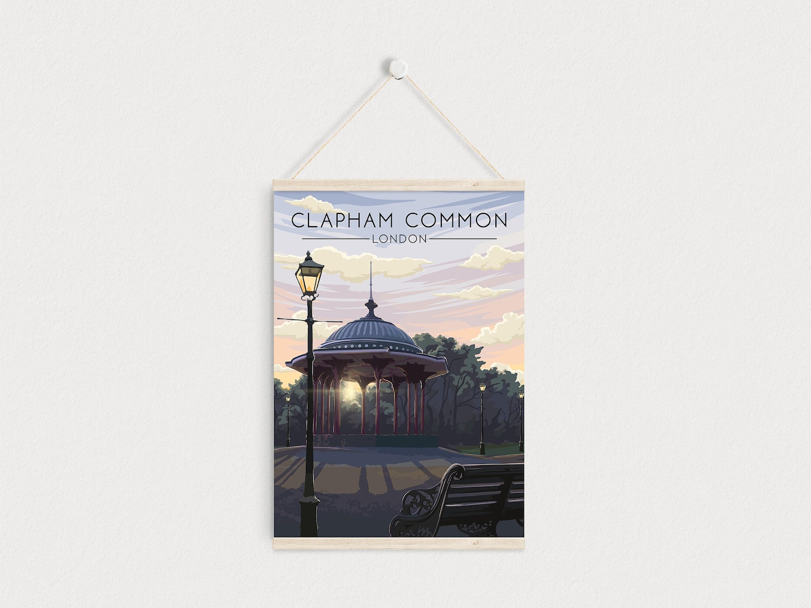 Clapham Common Poster, London Parks Print, Lambeth, Balham, Wandsworth ...