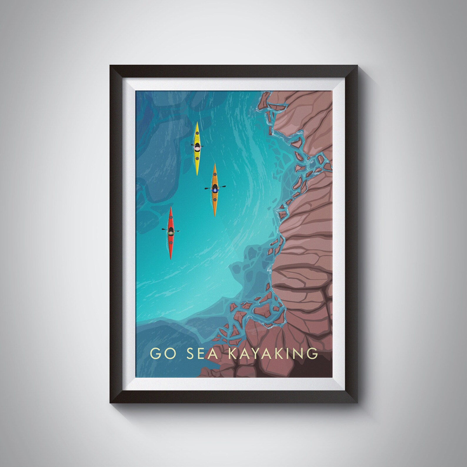 Go Sea Kayaking Art Print Travel Poster Adventure Sports - Etsy UK
