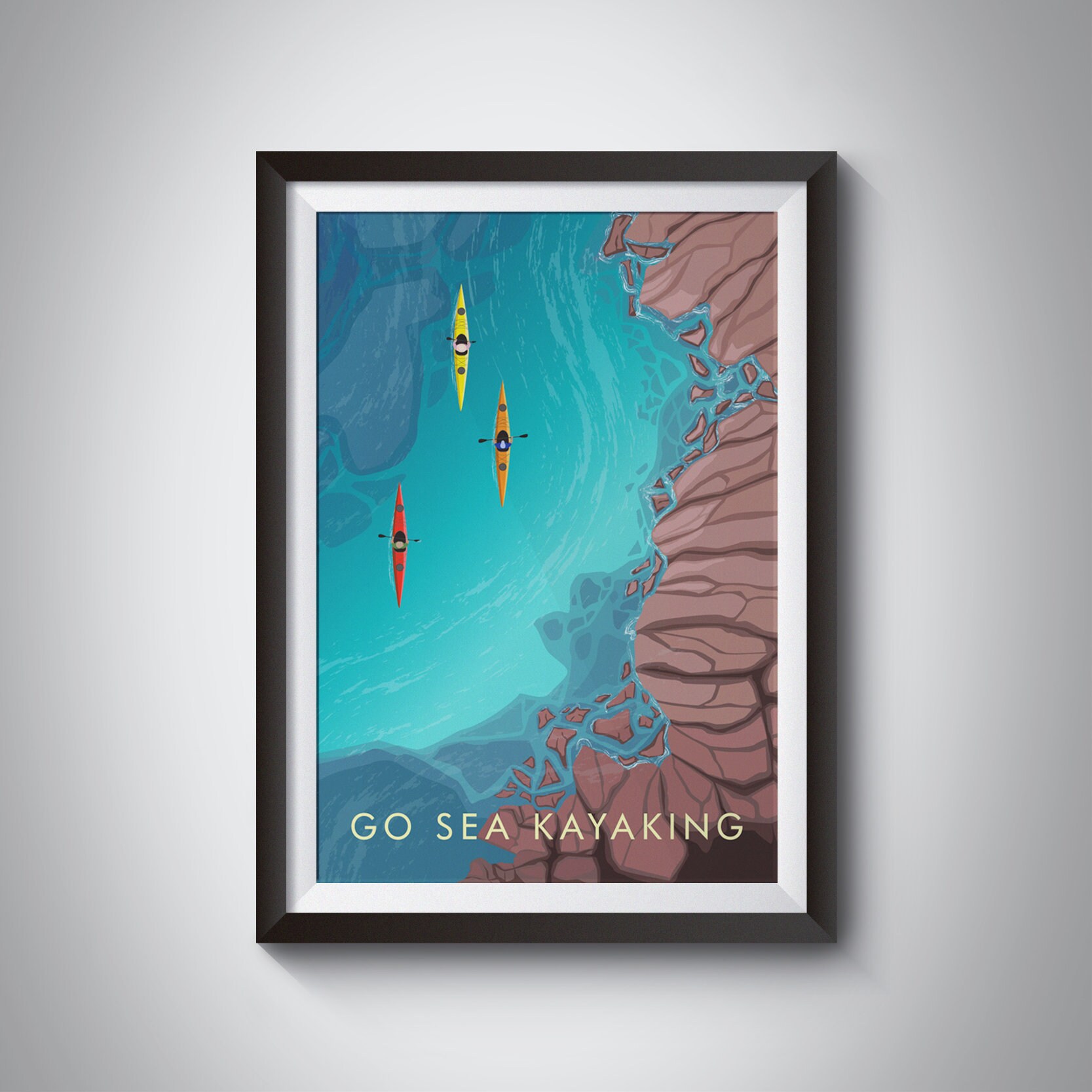 Go Sea Kayaking Art Print Travel Poster Adventure Sports | Etsy UK