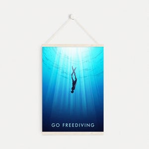 Go Freediving Art Print, Vintage Travel Print, Scuba Diving ...
