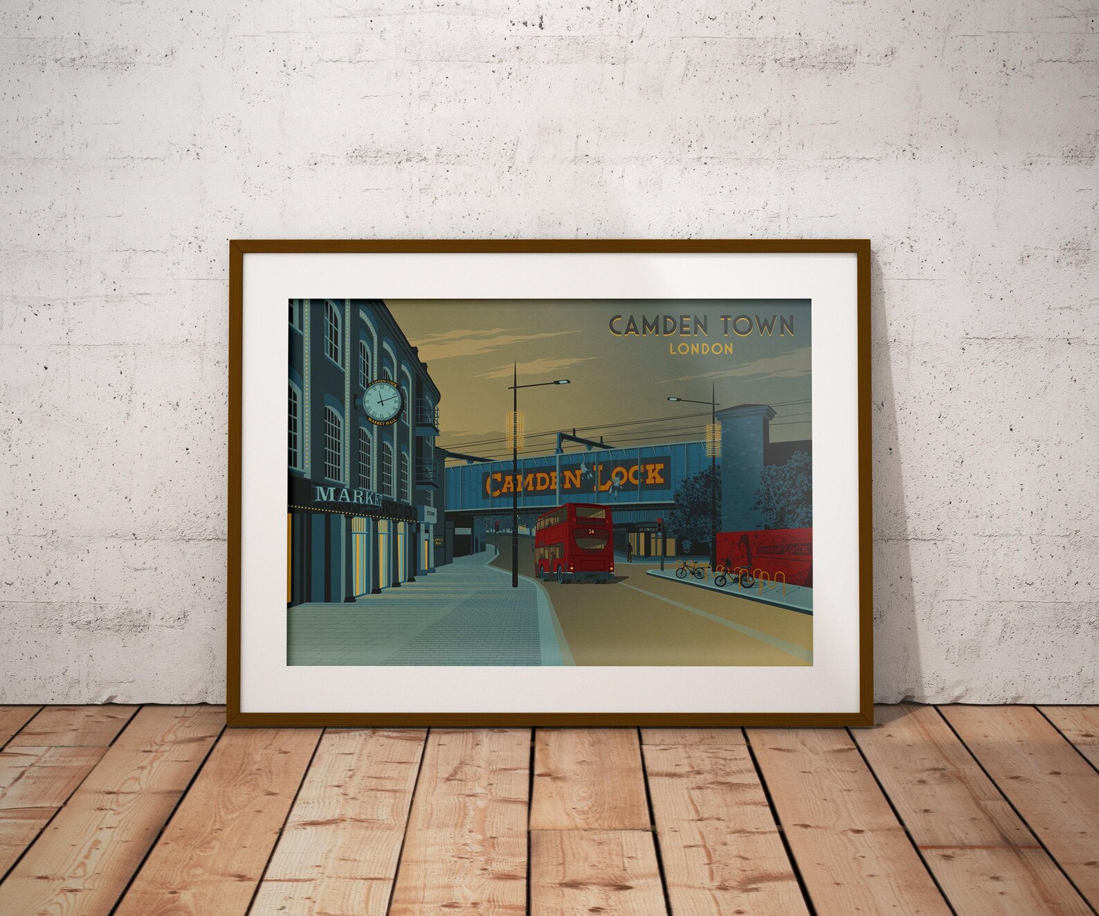 Camden Town London Travel Poster, Camden Lock Bridge, Camden Market ...