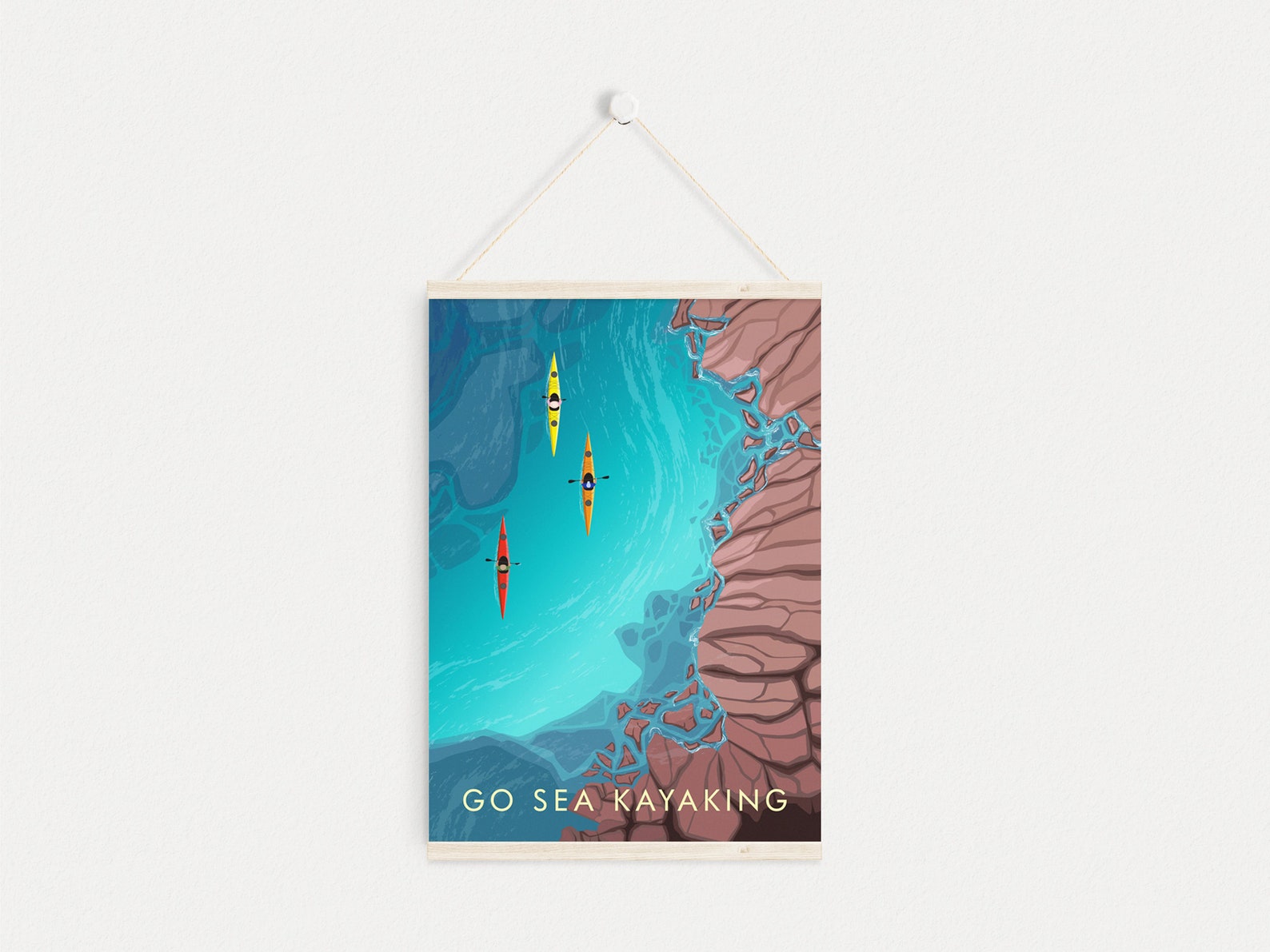 Go Sea Kayaking Art Print Travel Poster Adventure Sports - Etsy UK