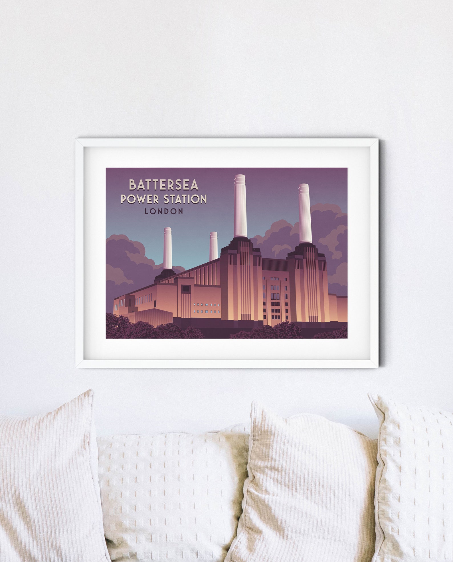 Battersea Power Station Art Print London Travel Poster River - Etsy UK
