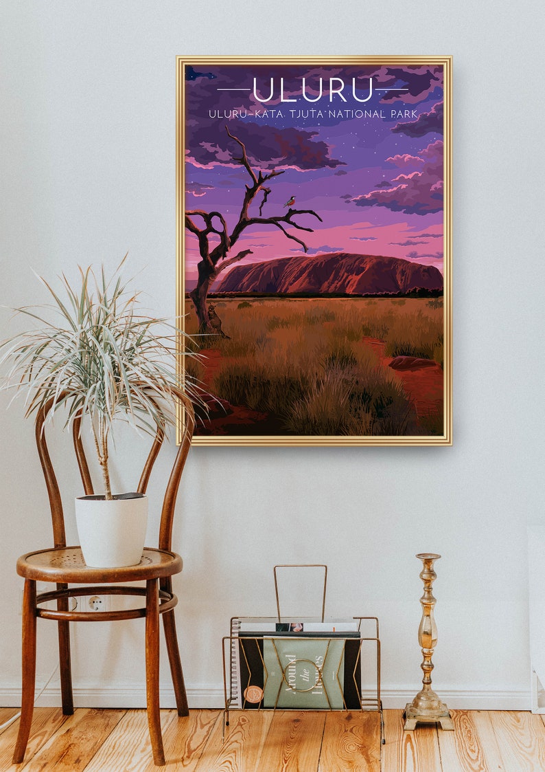 Uluru Poster Australia Travel Print Uluru Kata Tjuta | Etsy