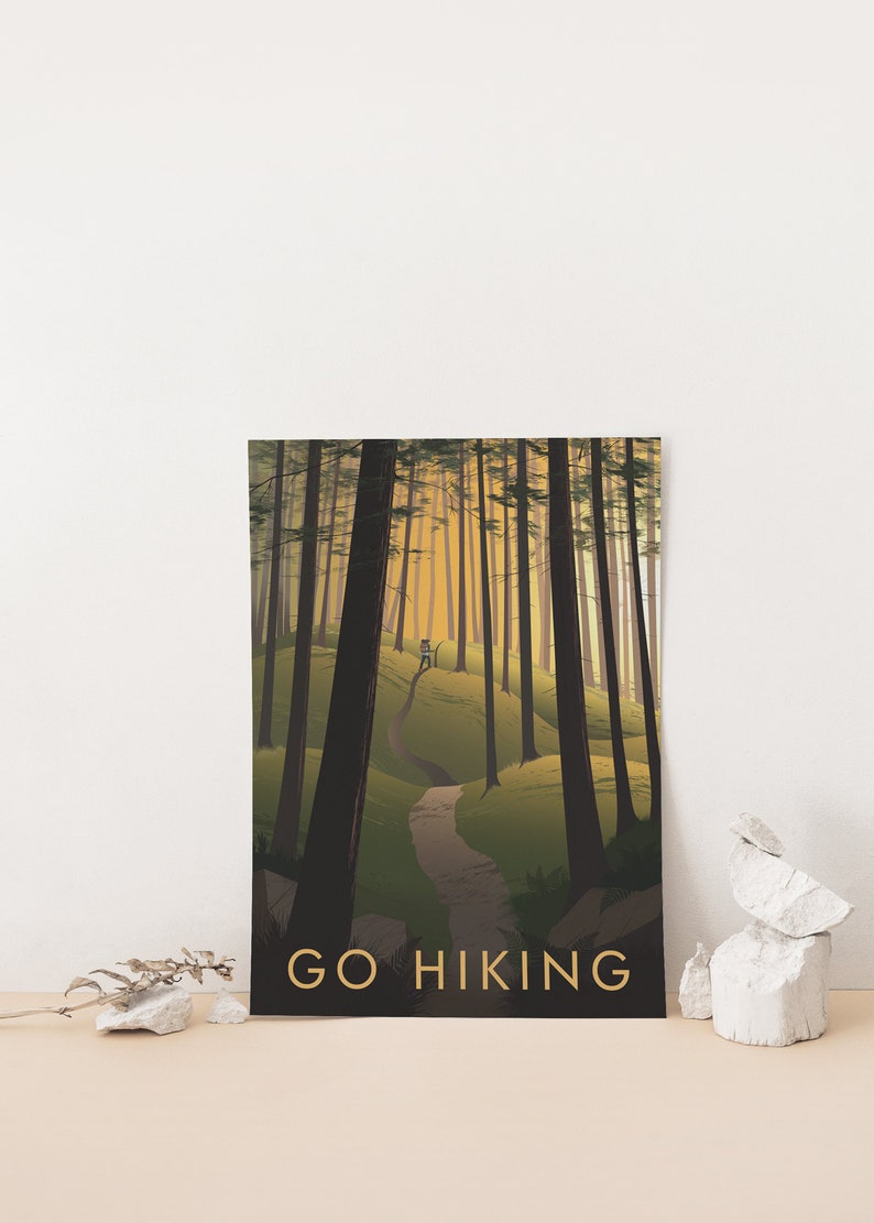 Go Hiking Art Print Thru Hike Outdoor Adventure Vintage | Etsy