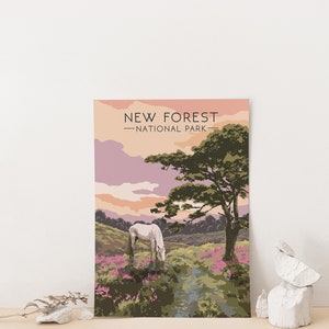 New Forest National Park Poster, Travel Print, New Forest Ponies ...
