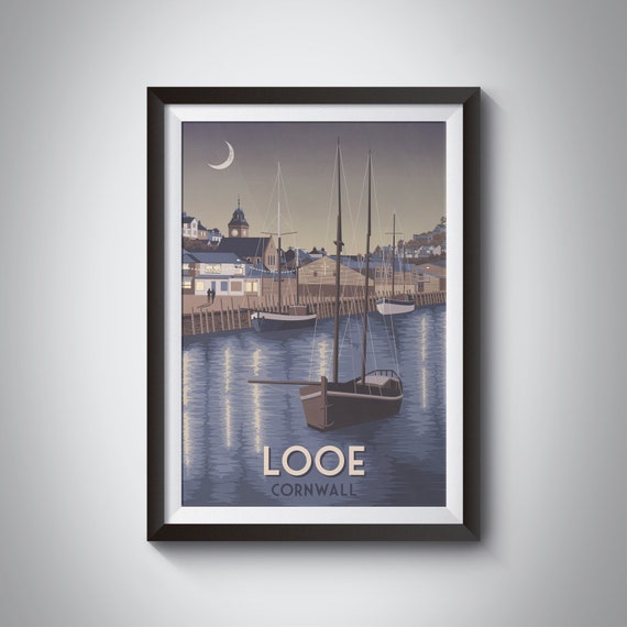 Looe Cornwall Poster Cornwall Travel Print Cornish Wall Art | Etsy