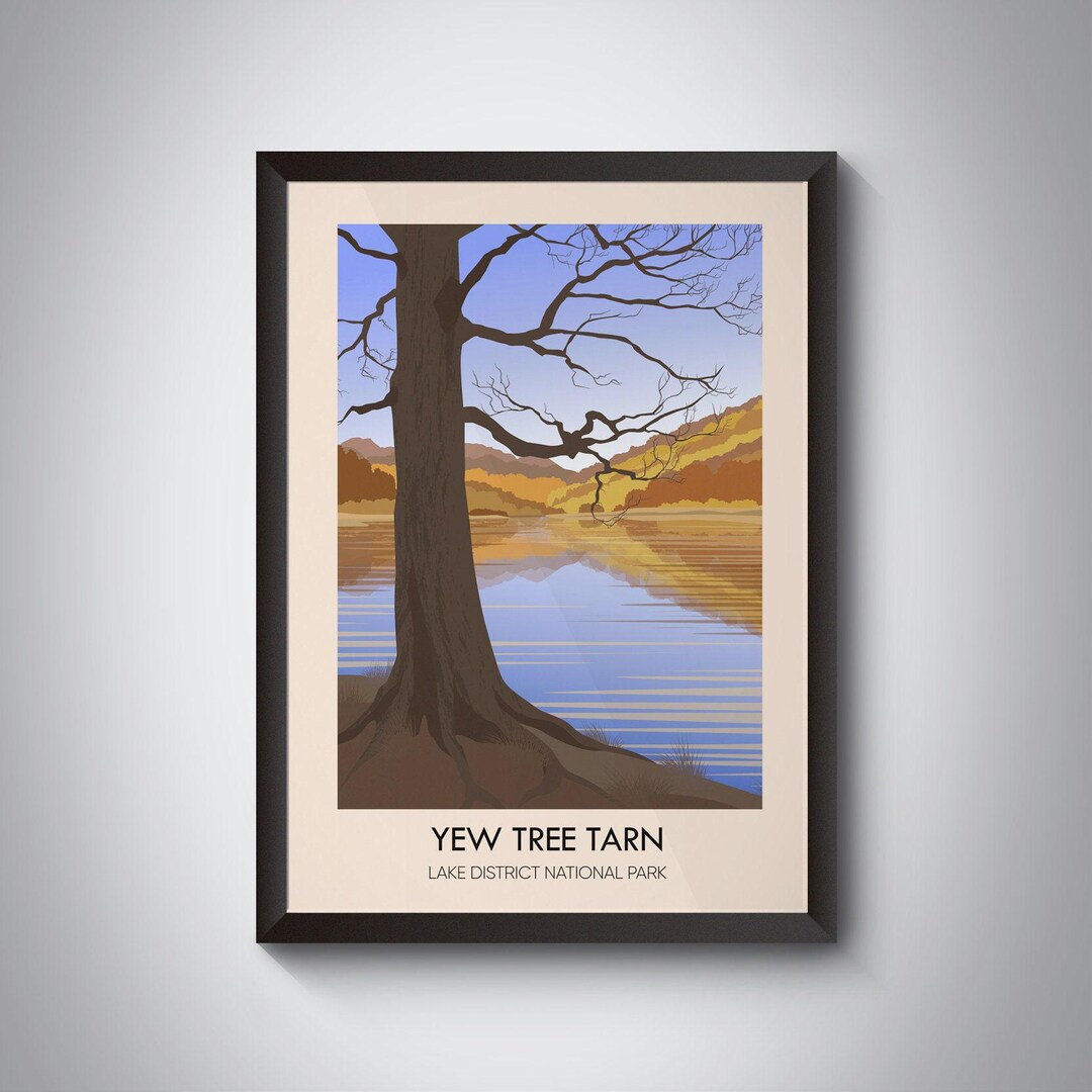 Yew Tree Tarn Travel Poster, Lake District National Park, Cumbria ...