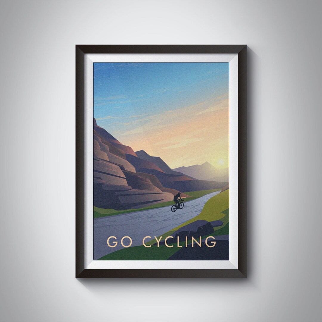 Go Cycling Print, Road Cycling, Vintage Travel Poster, Bicycle Wall Art ...