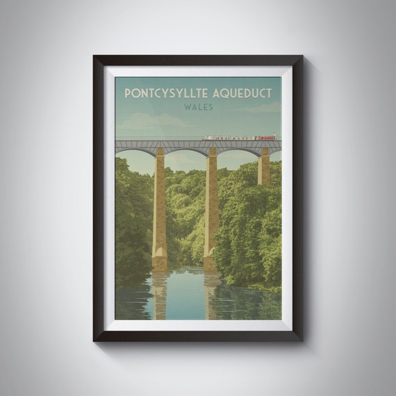 Pontcysyllte Aqueduct Poster Wrexham Wales Travel Poster - Etsy UK