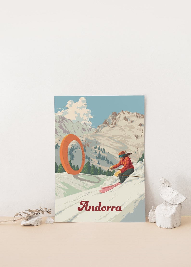 Andorra Poster Andorra Travel Print Skiing Snowboarding - Etsy