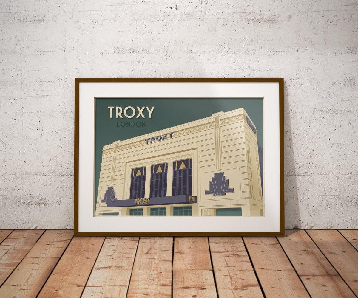 Troxy London Poster, Art Deco Print, Music Venue, Stepney, Theatre ...