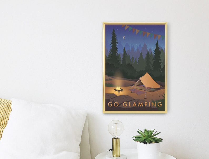 Go Glamping Art Print, Outdoor Adventure, Hiking, Camping, Vintage ...