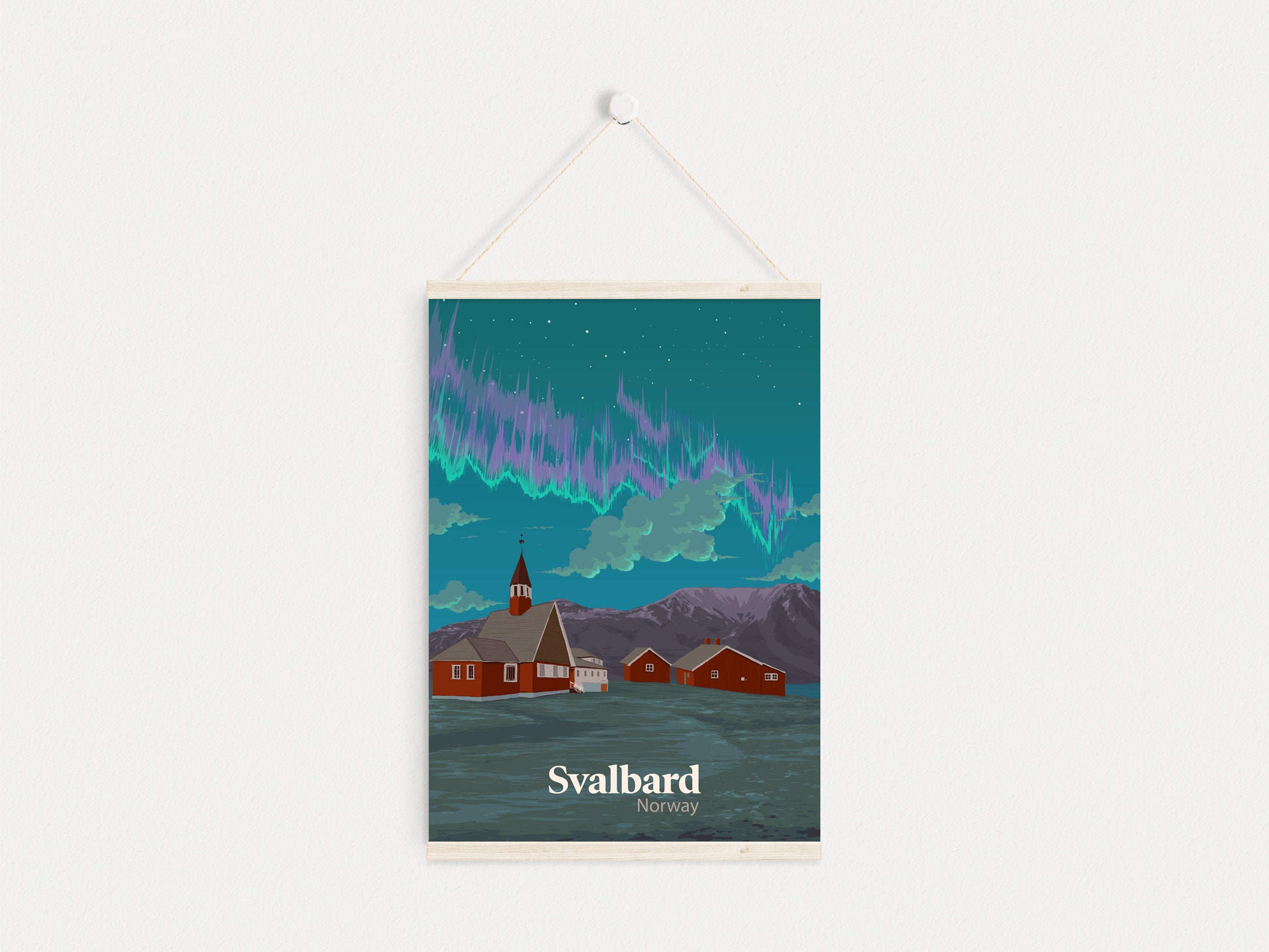 Svalbard Travel Poster Norway Art Print Longyearbyen Arctic | Etsy