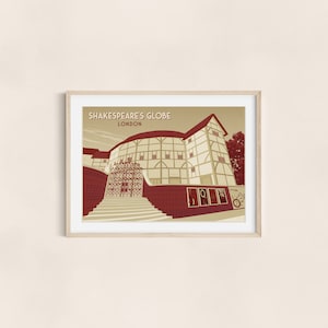 Shakespeare's Globe Theatre Poster, London Travel Print, RSC, South ...