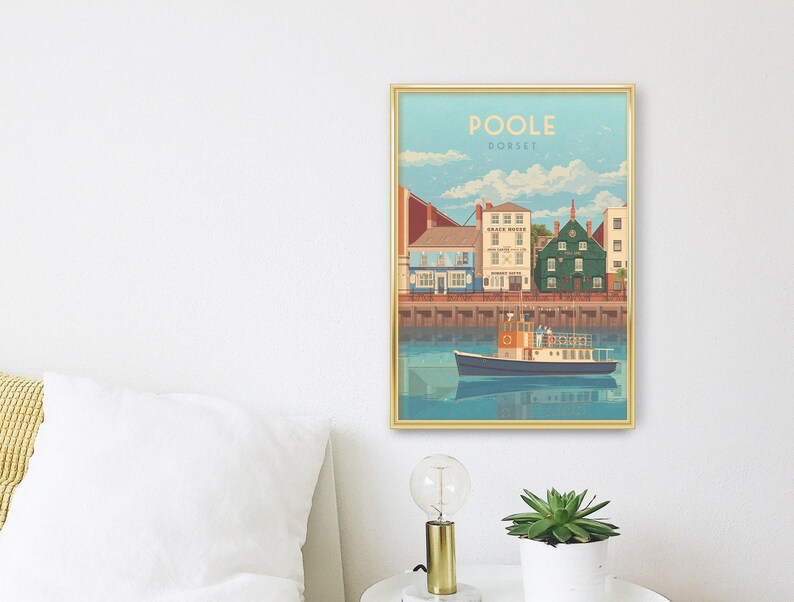 Poole Dorset Seaside Travel Poster, Poole Harbour, Framed Travel Print ...