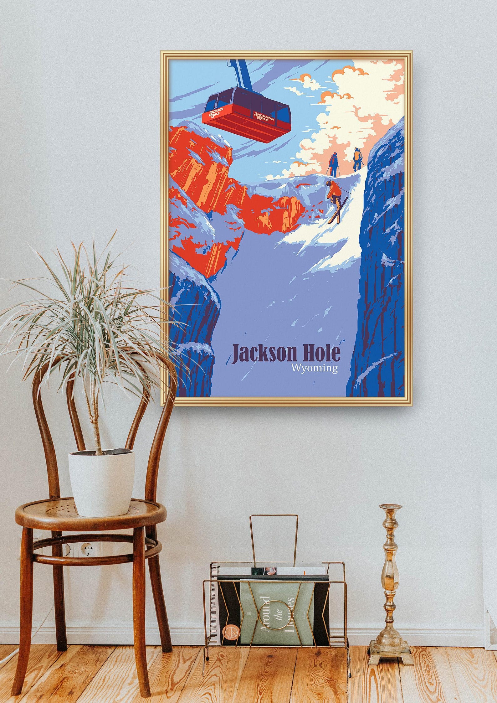 Jackson Hole Skiing Poster, Ski Resort Print, Wyoming, Grand Teton ...