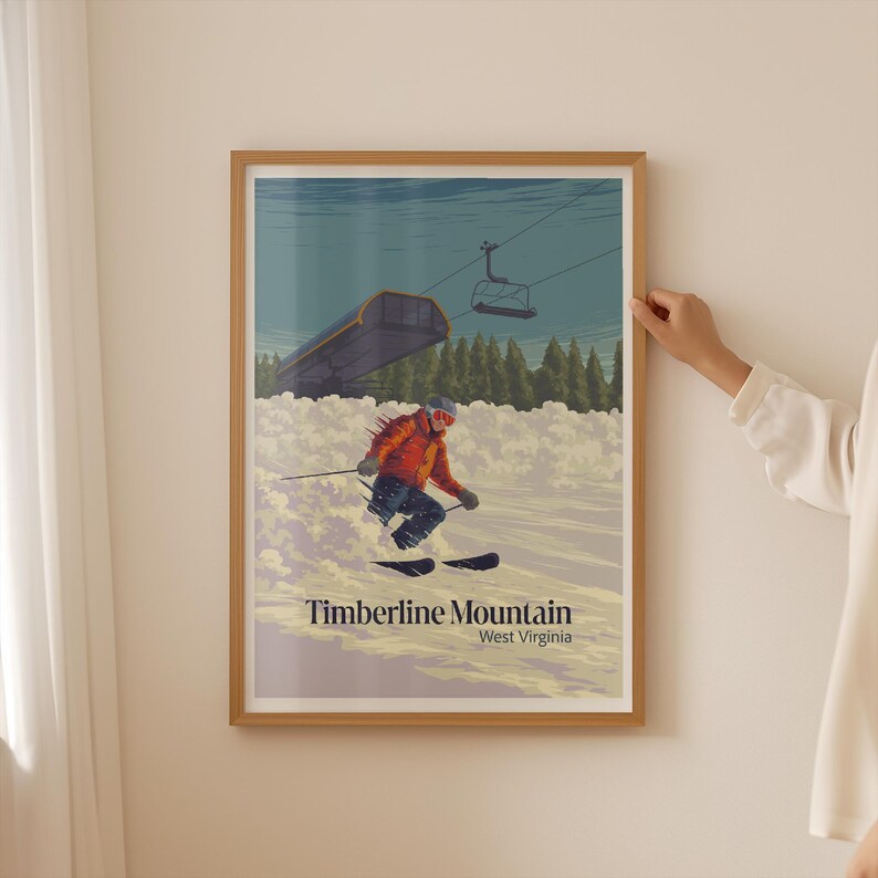 Timberline Mountain Poster, Ski Resort Print, West Virginia Travel ...