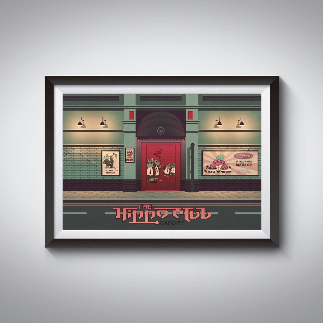 The Hippo Club Cardiff Travel Poster, Cardiff Nightclub, Wales Travel ...